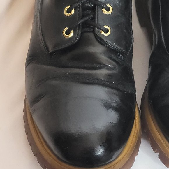 Timberland | Shoes | Timberland Leather Work Boots Black Brown Soles ...